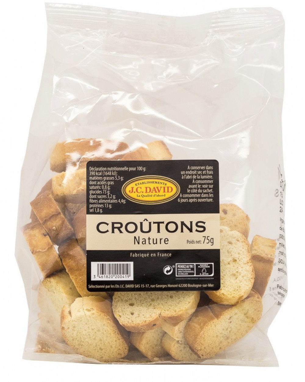 Mini croûtons nature - 75 g | Ets JC DAVID